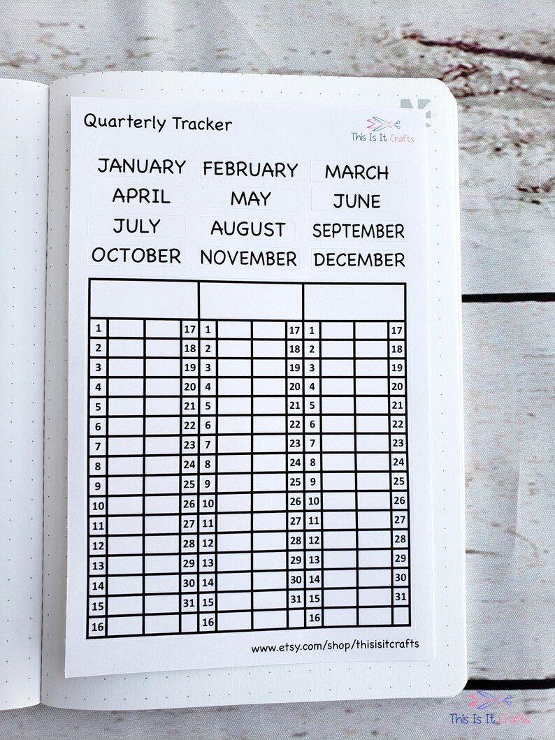Quarterly Tracker Bullet Journal Habit Tracking | Etsy