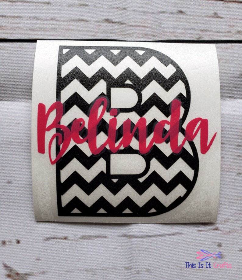 Chevron Monogram Letter Monogram Decal Name Decal | Etsy