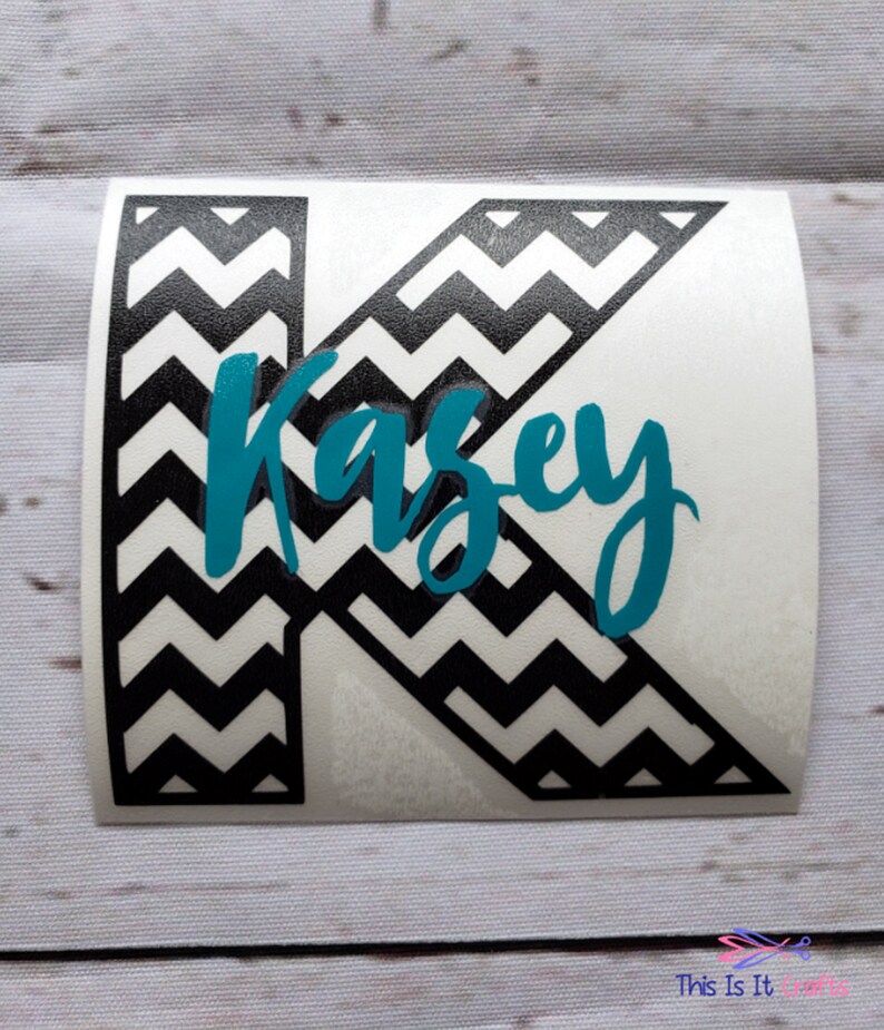 Chevron Monogram Letter Monogram Decal Name Decal | Etsy