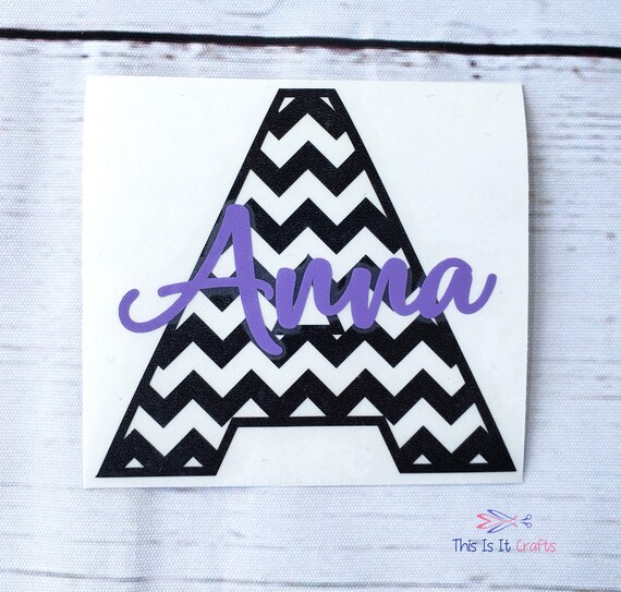 Chevron Monogram Letter Monogram Decal Name Decal | Etsy