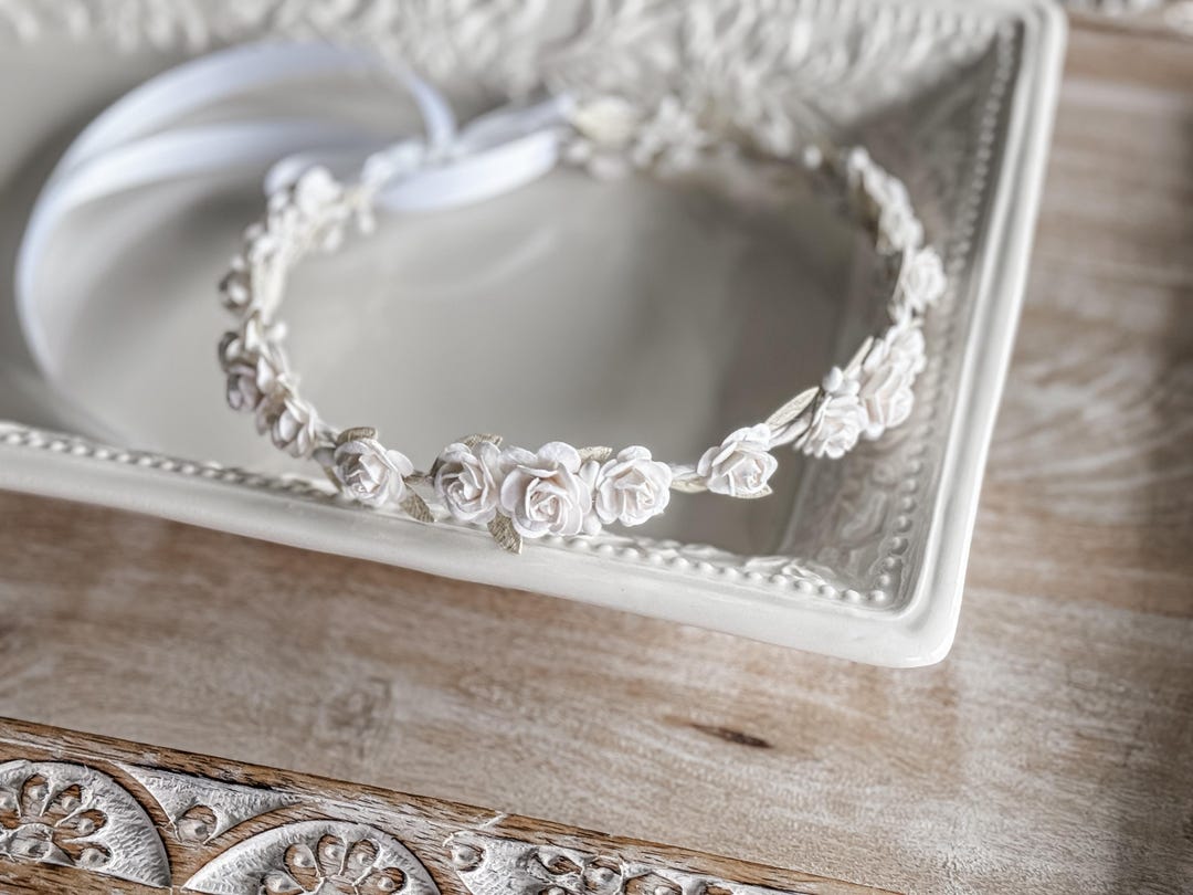 Ivory White Gold Flower Crown, Wedding First Communion Bridal Maternity ...