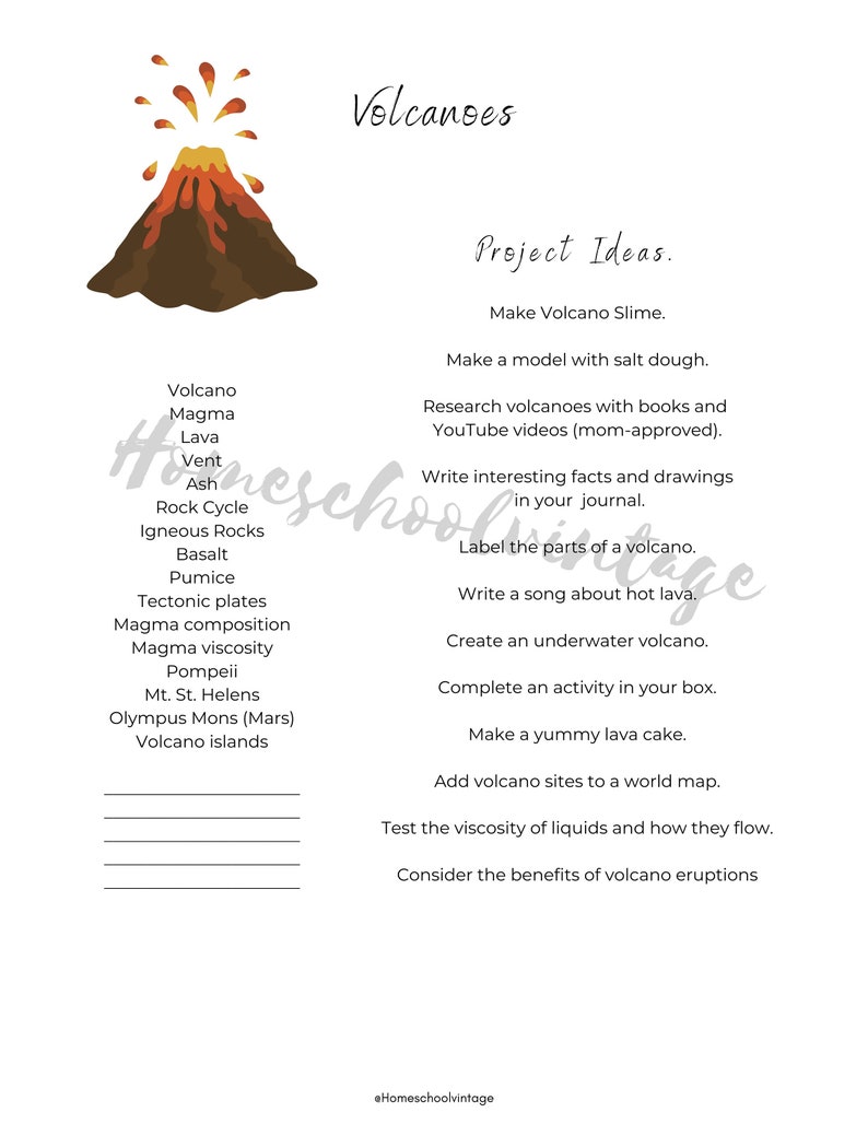 Volcanoes Simple Ideas Homeschool Printable & DIY Unit Study Box ...