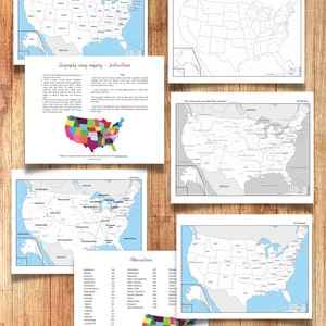 US Geography Map Digital Download: States, Capitals, Abbreviations, US ...