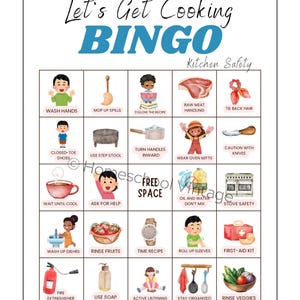 Kitchen Safety Bingo - Set of 6 Cards Printable - Etsy
