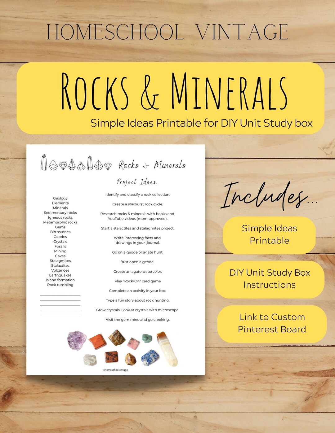 Rocks and Minerals Simple Ideas Homeschool Printable & DIY Unit Study ...
