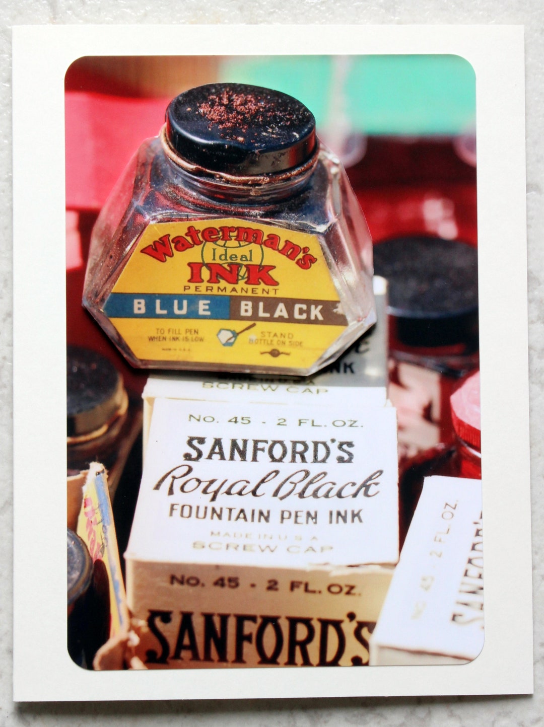 Vintage Ink Jar Waterman's Ink 3D Photo Greeting Card - Birthday - All ...