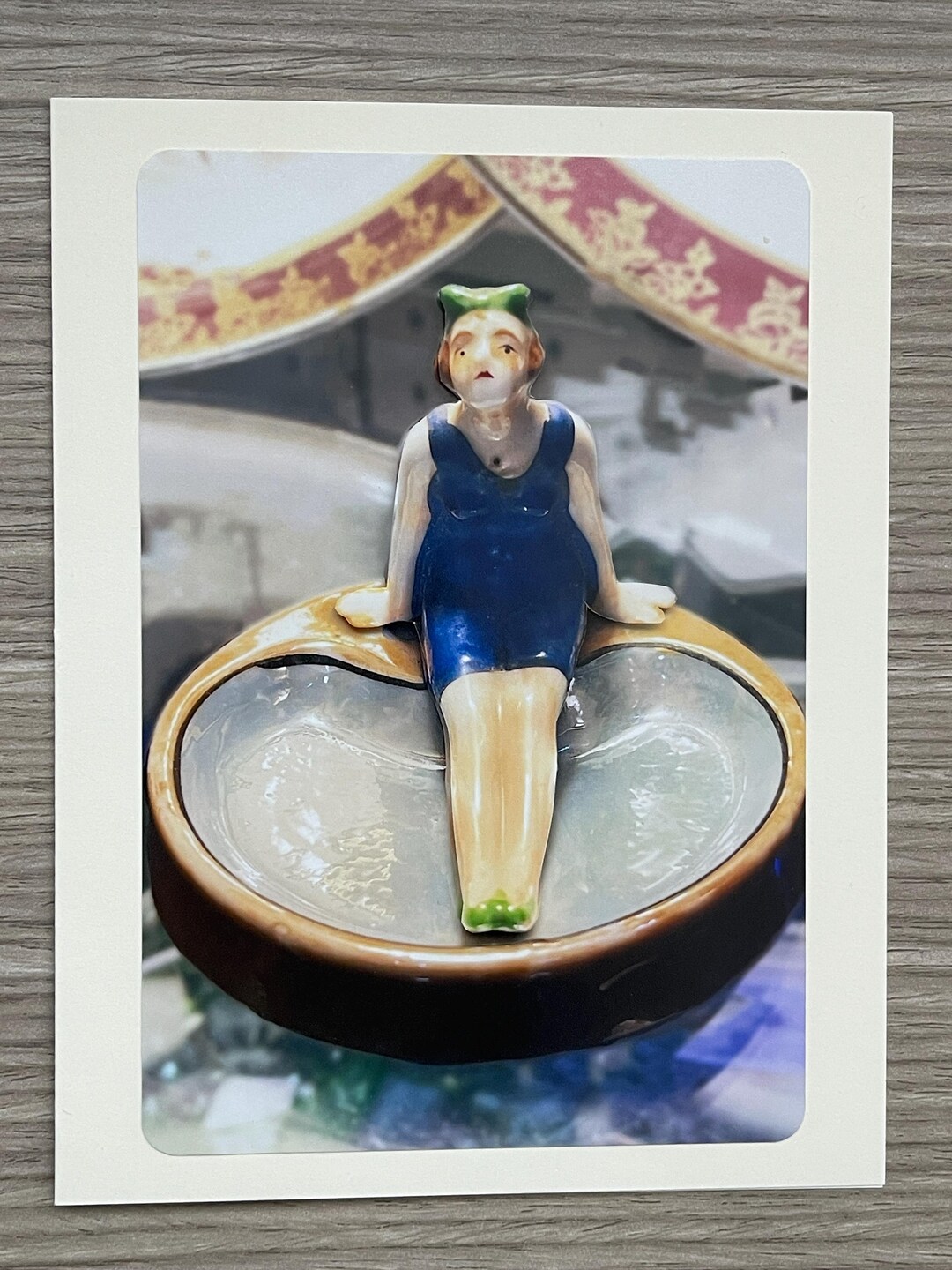 Bathing Beauty Ceramic Dish 3D Photo Greeting Card - Vintage Decor ...