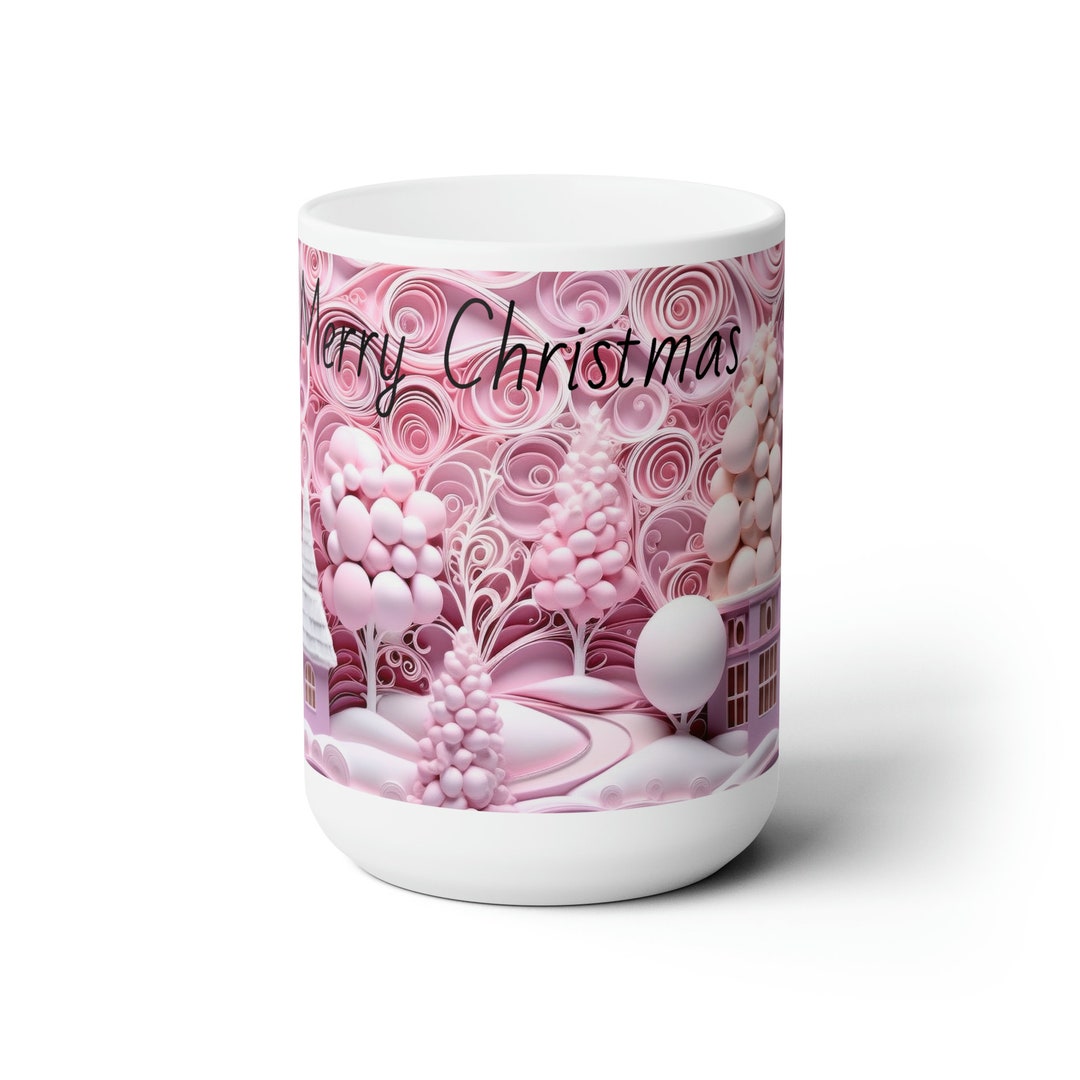 Christmas Coffee Mug Realistic Pink Mug 15 Oz. Mug Festive - Etsy