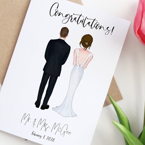 Custom Wedding Card Bride and Groom Bridal Shower Card - Etsy