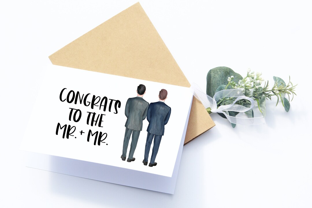 Congrats to the Mr. and Mr. | Gay Wedding Card | Custom Greeting Card ...