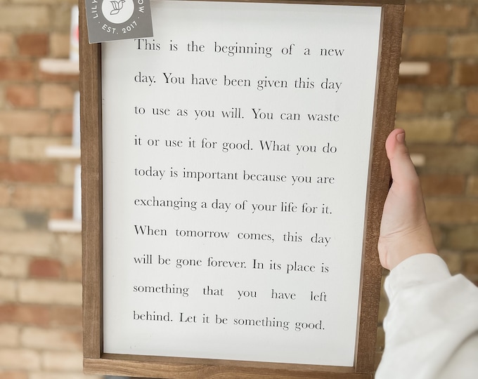 This is the Beginning of a New Day Black Reverse Canvas Sign ...