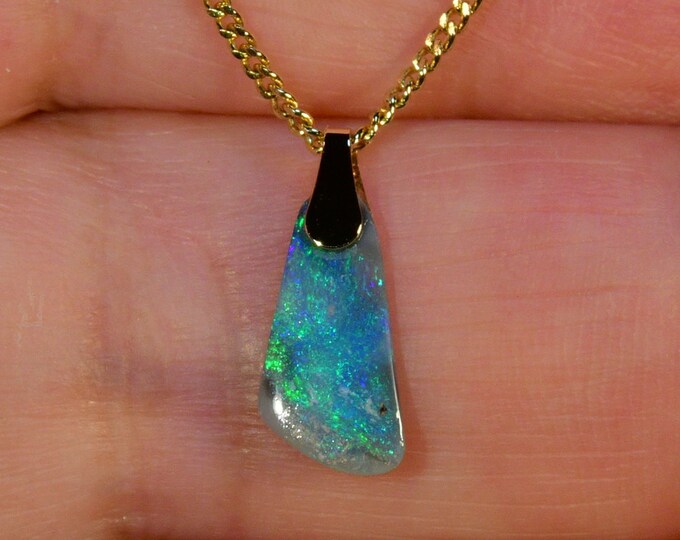 Natural Solid Australian Lightning Ridge Black Opal Solid 18K Gold ...