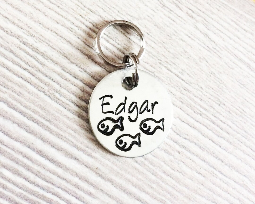 ID Hand Stamped Fish Dog Tag Cat Id Tag Dog Collar Tag Custom Dog Tag ...
