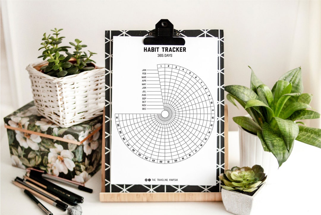 Circle Habit Tracker Printable PDF // 12 Month Tracker // Daily Tracker ...