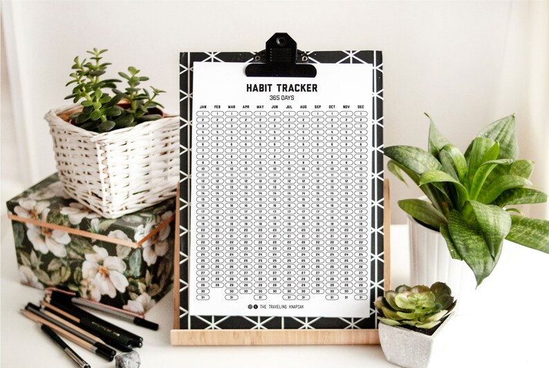 Habit Tracker Printable PDF // 12 Month Tracker // Daily Tracker ...