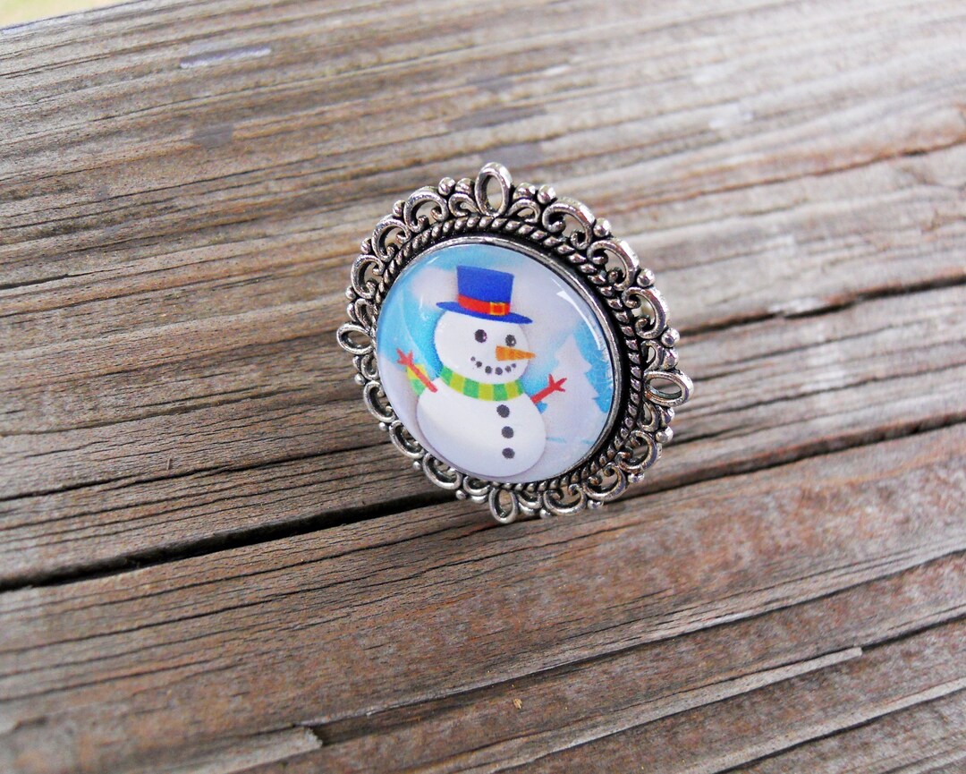 Snowman Adjustable Ring With Choice of Vintage Bezel Style, Antique ...