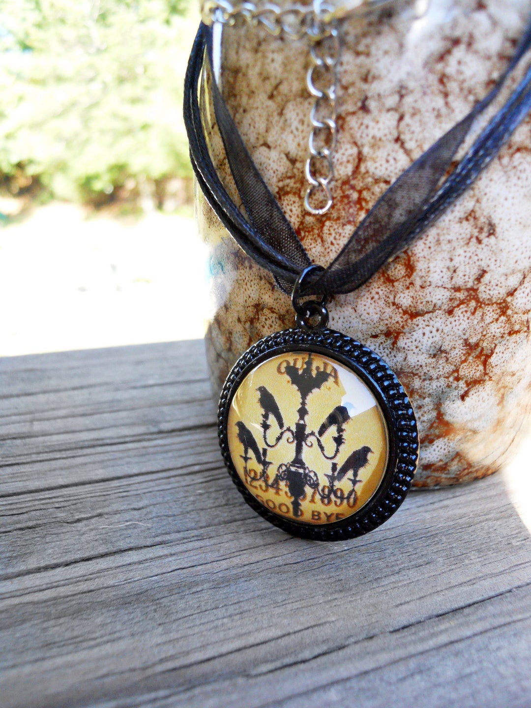 Ouija Board Crow Chandelier Pendant Necklace, Halloween Jewelry - Etsy