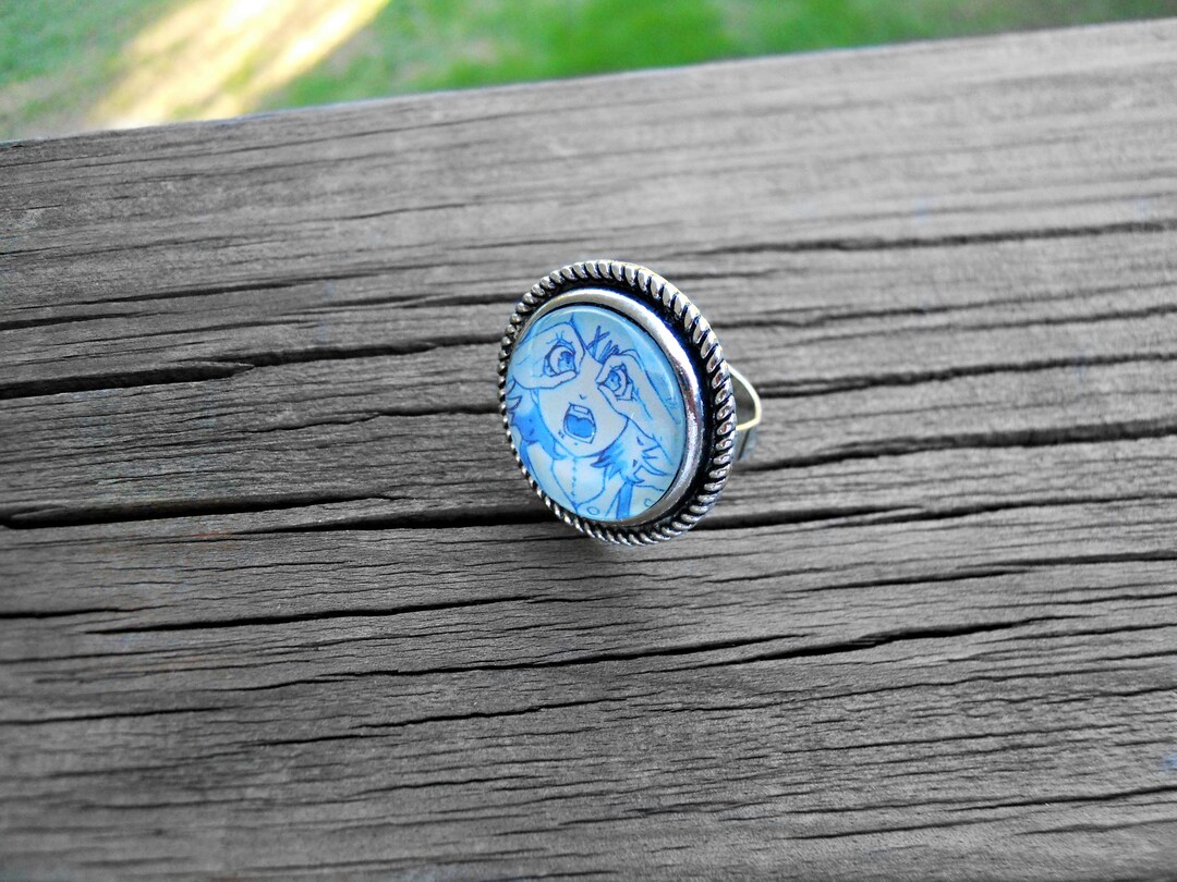 Anime Juuzou Suzuya Ring Fan Art With Glass Dome and Antique Silver ...