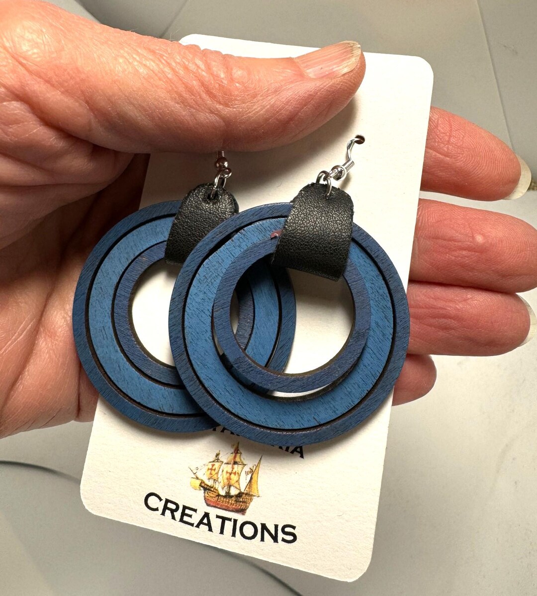 Shades of Blue Concentric Nesting Hoops Wood Earrings - Etsy