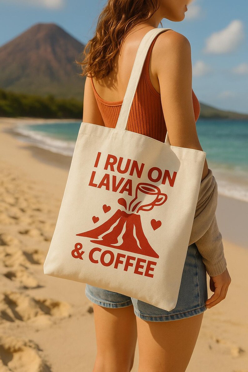 I Run on Lava and Coffee Tote Bag, Funny Volcano Tote Bag, Hawaii ...