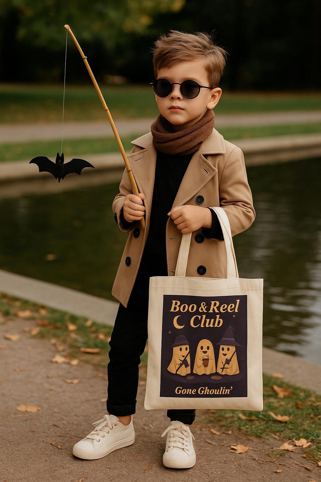 Gone Ghoulin Tote Bag Boo Reel Club Halloween Bag Fishing Ghost Trick ...