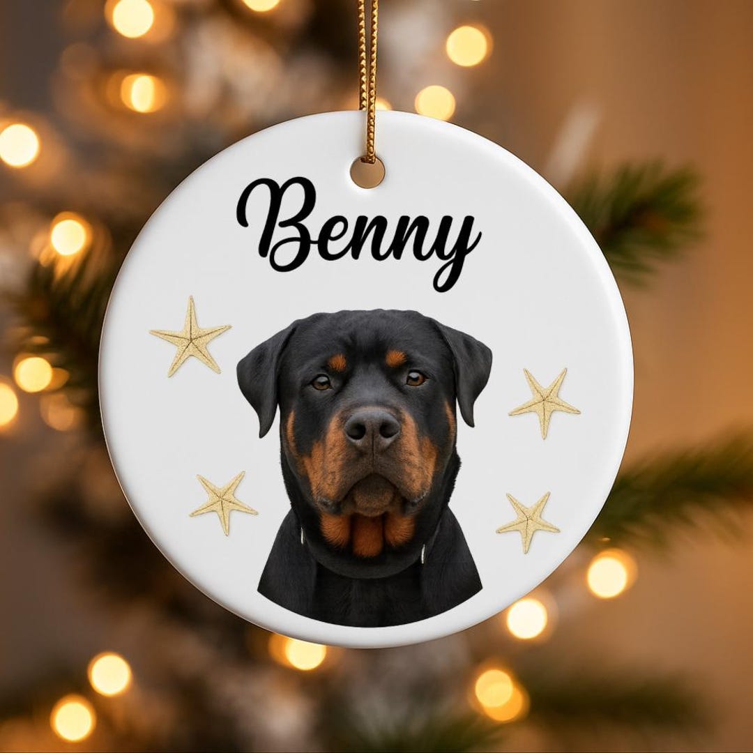 Personalized Rottweiler Ornament, Custom Dog Christmas Decoration With ...