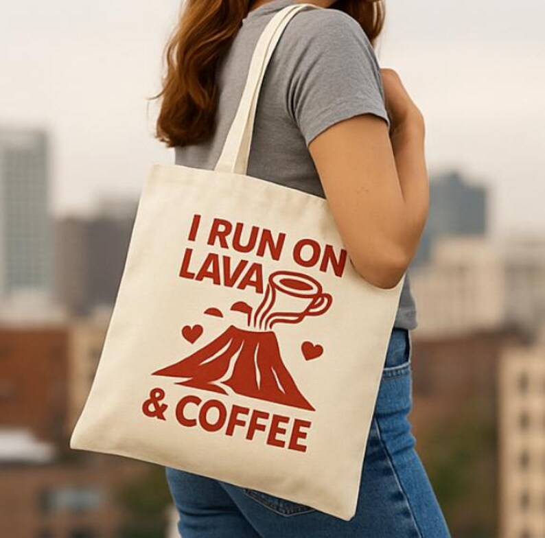 I Run on Lava and Coffee Tote Bag, Funny Volcano Tote Bag, Hawaii ...