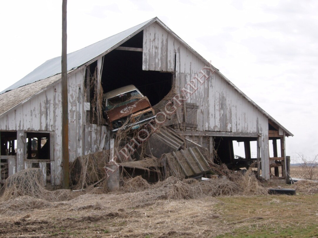 Old Car With Hay in a Hay Loft Old Barn Photo With Makes a Unique ...