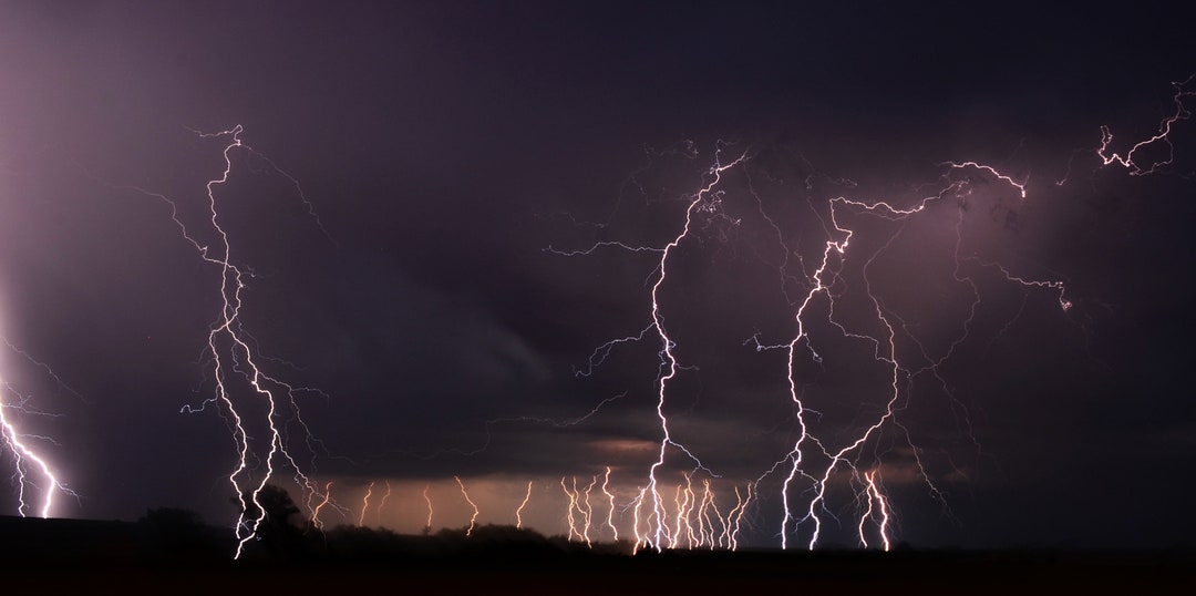 Nighttime Lightning Storm at Camp, in the Flint Hills of Kansas ...