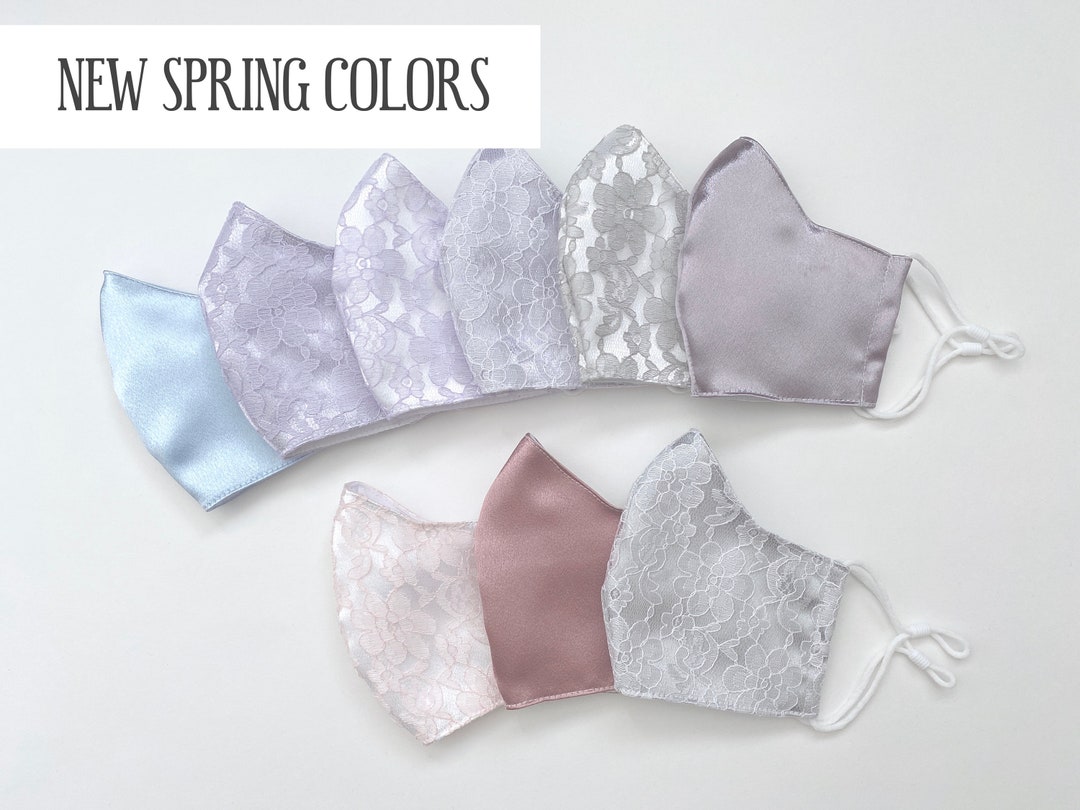 USA Made / Bridesmaids/flower Girls/moh Satin Lace Fabric Face Masks ...