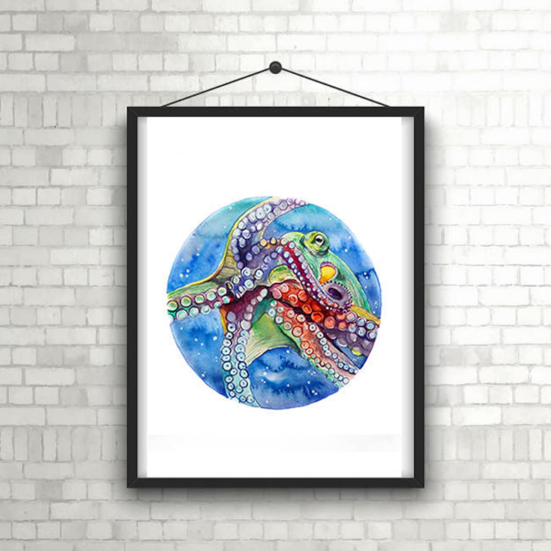 Multicoloured Octopus From Original Watercolour Painting port Hole ...