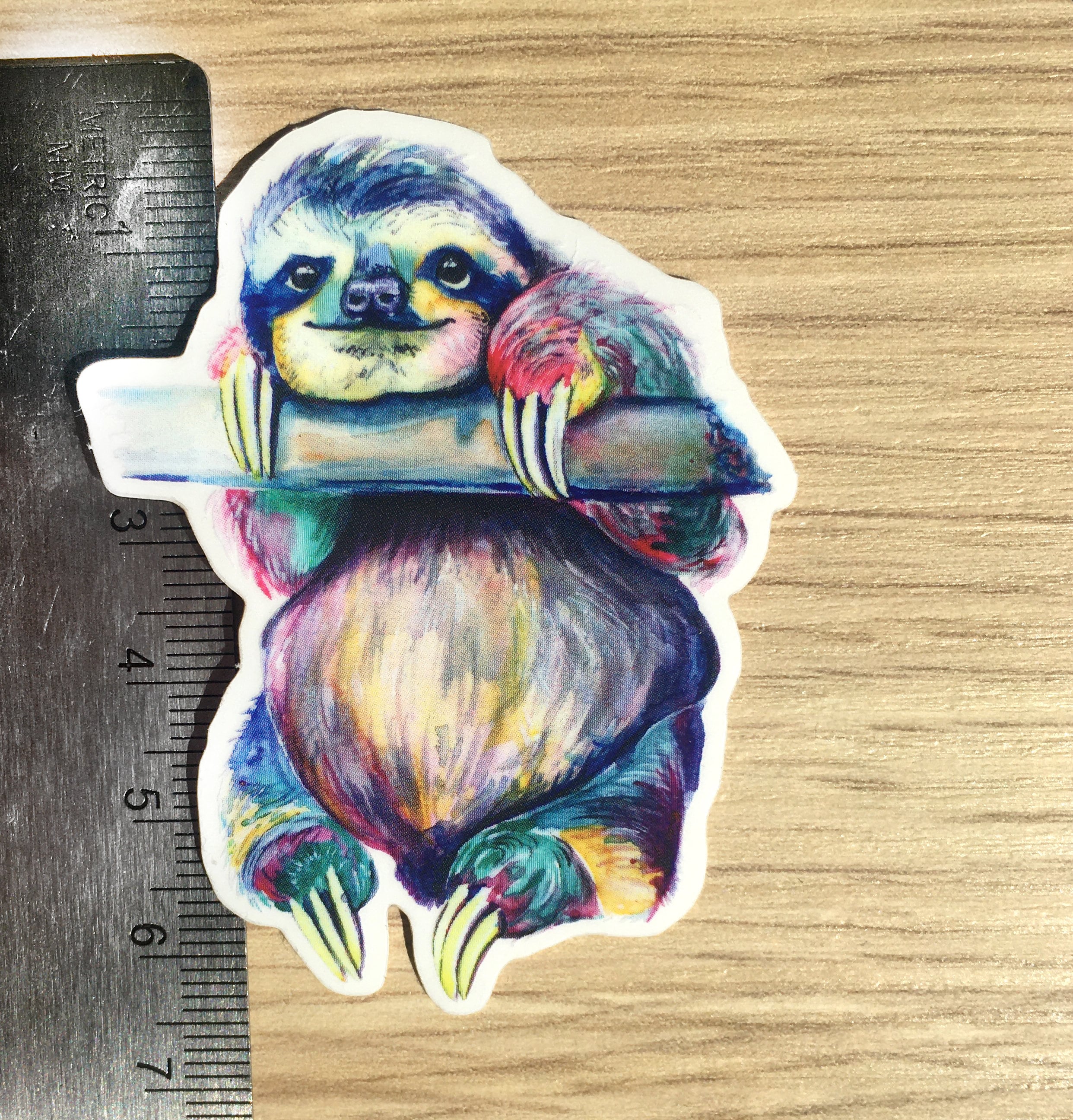 Multicoloured Sloth Vinyl Stickers From Original Watercolour - Etsy