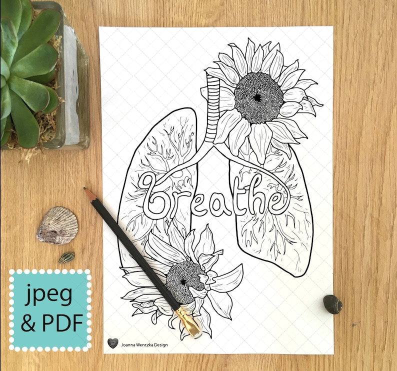 Breathe Colouring Page Printable , Coloring Page for Adults Children ...
