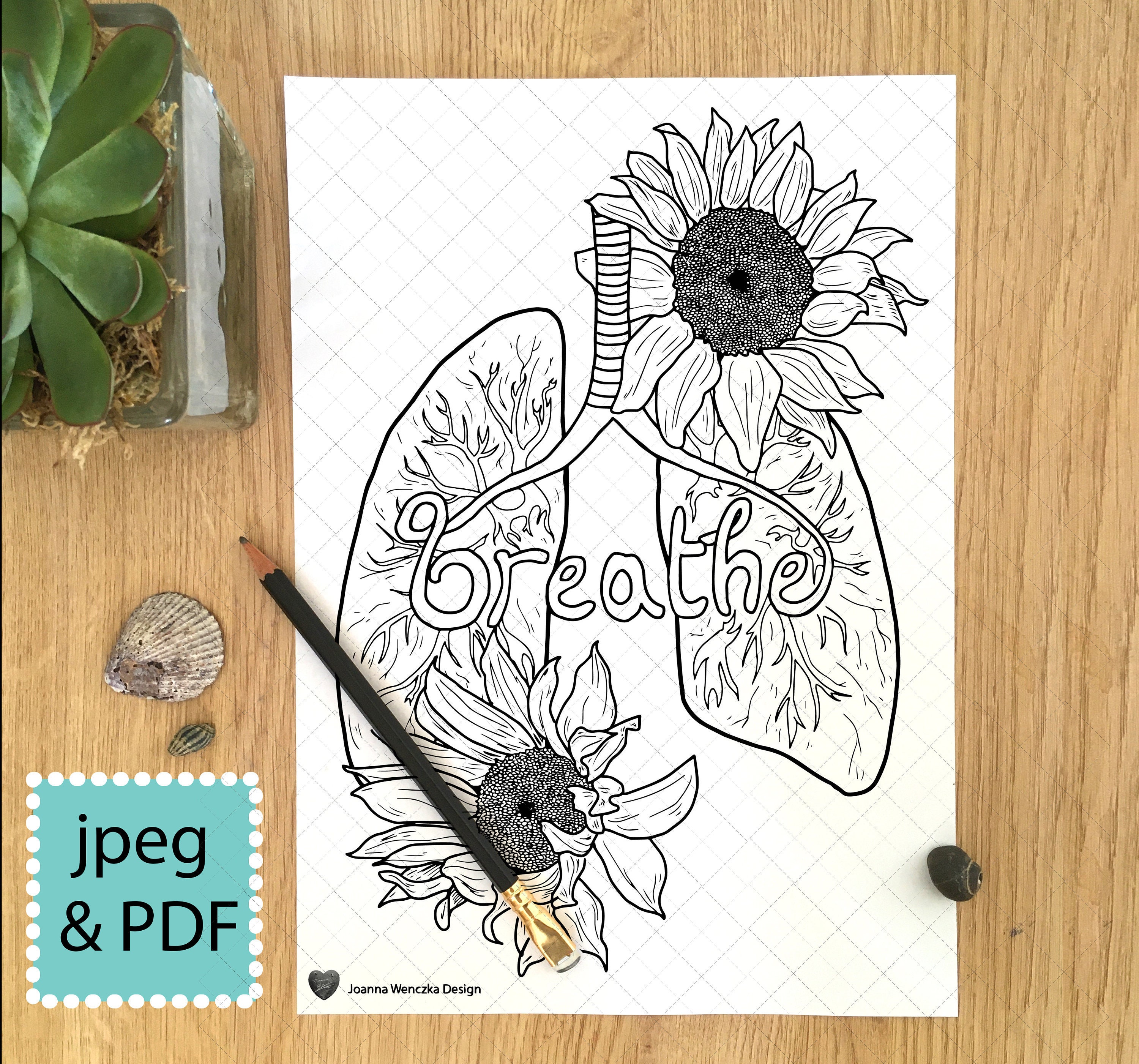 Breathe Colouring Page Printable , Coloring Page for Adults Children ...