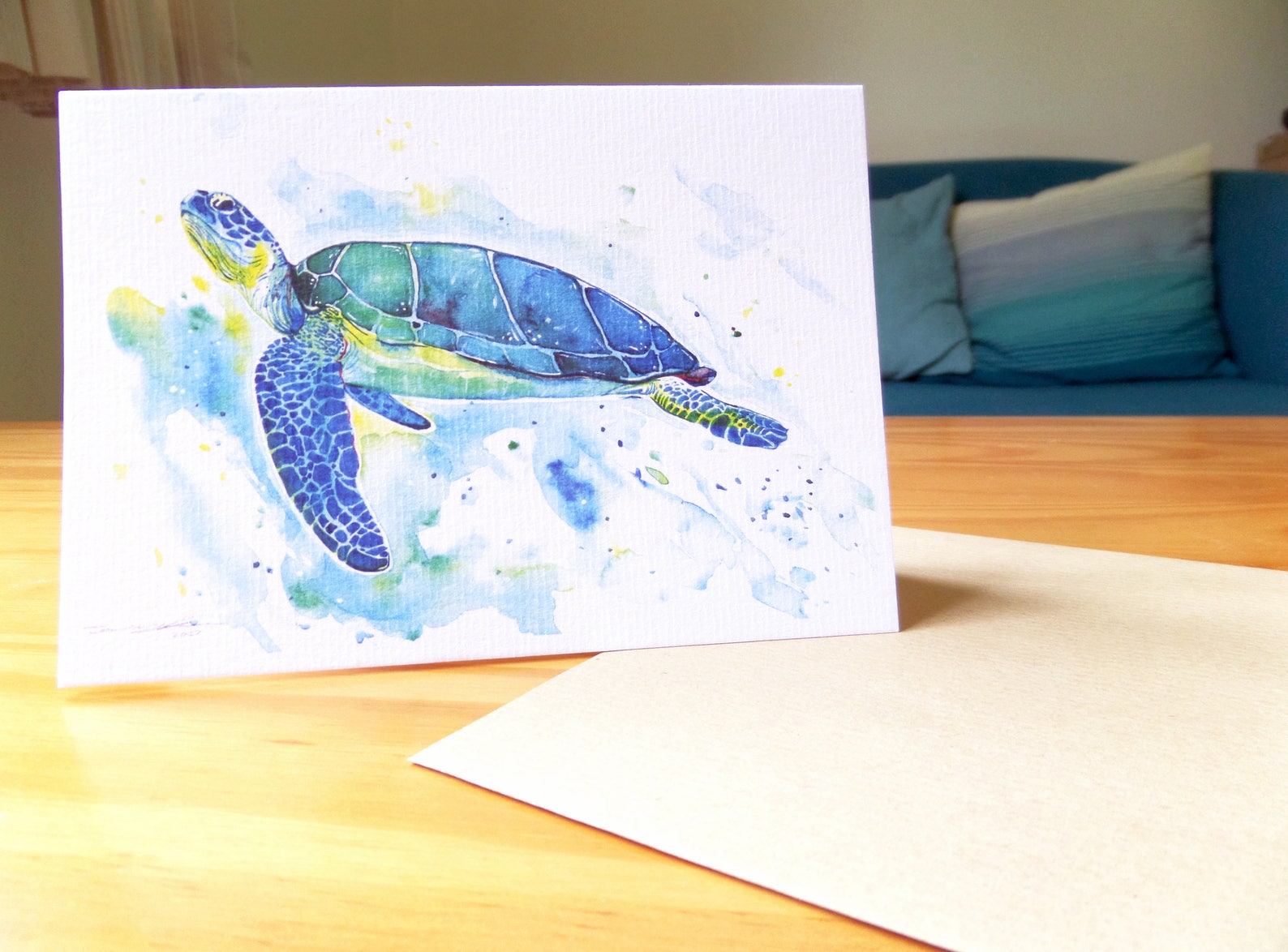 Sea Turtle Greetings A6 Greetings Card With Craft Paper - Etsy