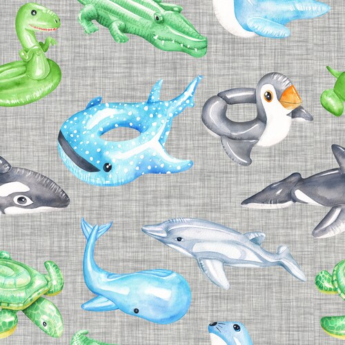 Summer Pool Floats Fabric by the Yard. Beach Pool Fabric - Etsy
