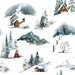 Winter's Night Fabric by the Yard, Woodland, Mountains, Snow, Holidays ...