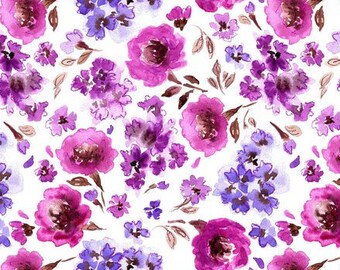 Purple floral fabric | Etsy