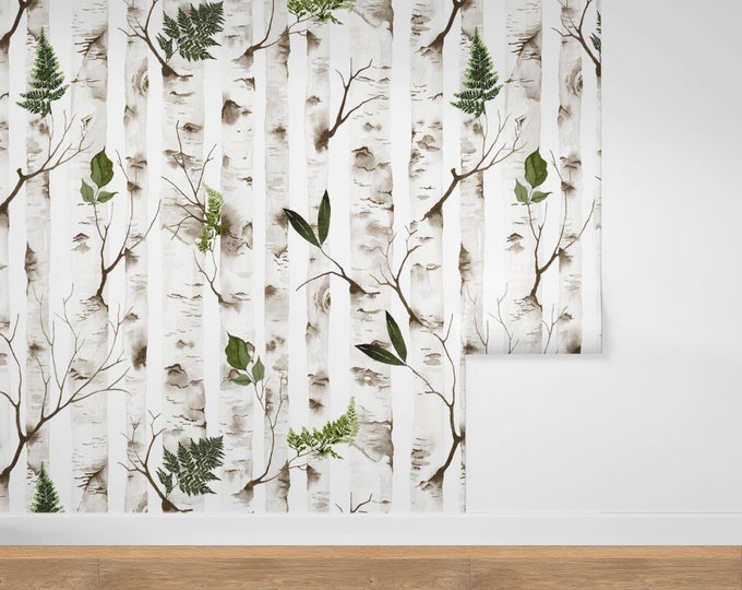 Forest Wallpaper Abstract Forest Design Available in White & Grey - Etsy