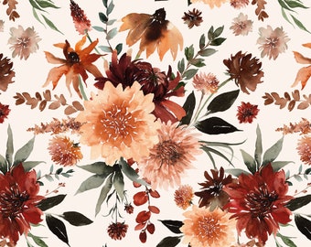 Purple Autumn Floral Fabric Saturated Autumn Meadow Fall Floral by ...