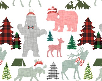 Christmas Moose Fabric Fair Isle Moose red Winter Knits - Etsy