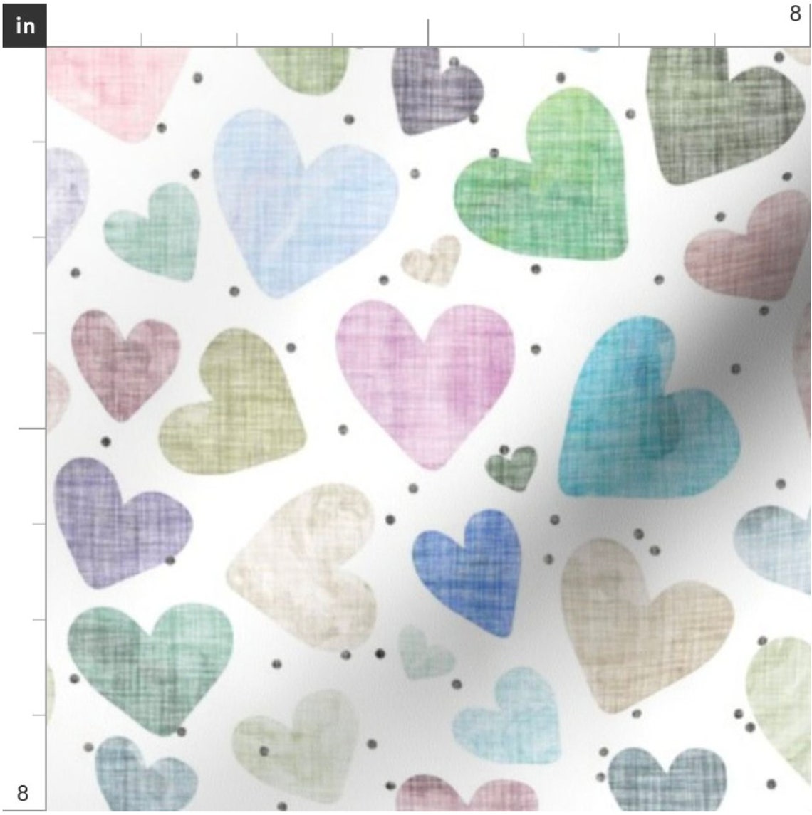Heart Fabric - Boho Linen Textured Hearts, Love, Wedding - Quilting ...