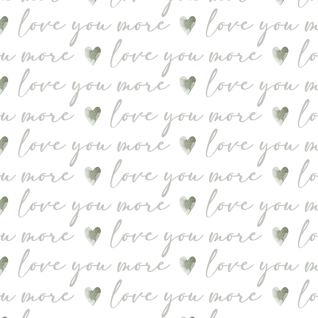 Love You More Fabric by the Yard - Valentines, Typography, Gender ...