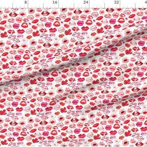 Pop Art Lips Fabric Lipstick, Red and Pink, Glam Quilting Cotton ...
