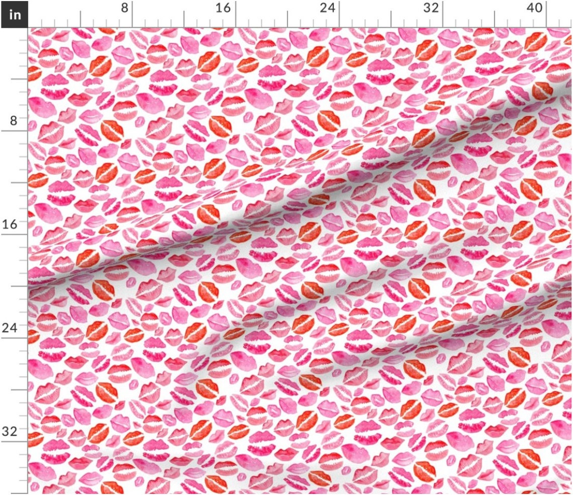Kisses for Days Fabric - Lips, Lipstick, Make-up, Love - Quilting ...