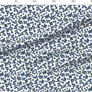 Wild Blueberries Fabric by the Yard. Quilting Cotton, Sateen, Organic ...