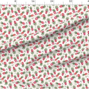 Pineapple Fabric, Red and Pink Pineapples, Summer Fruit, Food, Tropical ...
