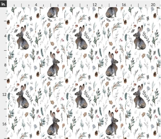 Woodland Bunnies Fabric by the Yard. Quilting Cotton Knit | Etsy