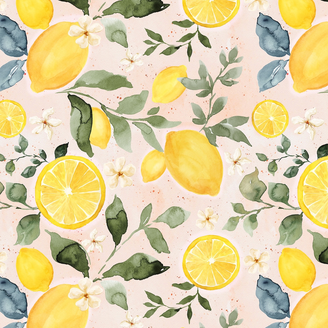 Summer Lemons Fabric by the Yard. Quilting Cotton, Organic Knit, Jersey ...