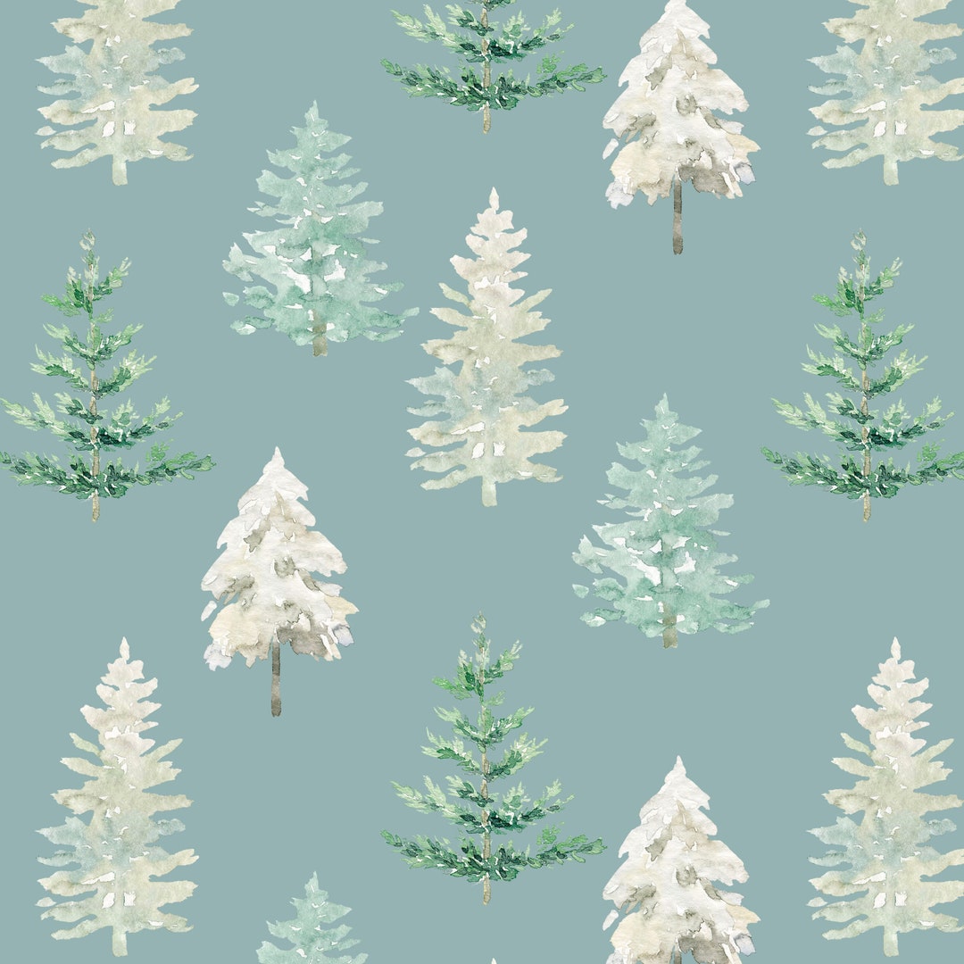 Winter Forest Fabric, Woodland Trees, Pine, Baby, Quilting Cotton ...